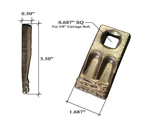 2 - Square Hole Replacement Hardfaced Auger Teeth w/Hardware - BC58F-HF-I