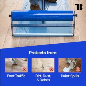 Floor Protection Film, 36" x 200', Made in USA, Blue Self Adhesive Floor Protector Tape for Moving, Painting and Construction, Temporary Floor Covering to Shield Hardwood Floors, Tile, Hard Surfaces