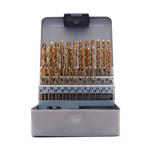 51-Piece Metric Index Drill Bit Set, 1.0-6.0 mm in 0.1 mm Increments, HSS with Titanium Nitride (TiN) Coating