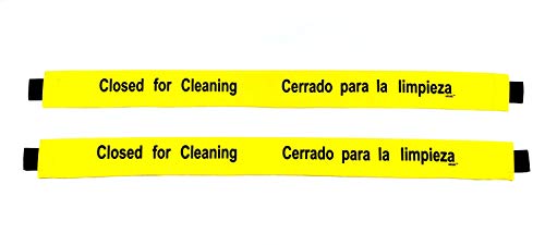 HAYLINS Restroom Closed for Cleaning Sign with Magnetic Ends (2 Pack) English & Spanish Nylon bathroom door signs 42"x 3.5"