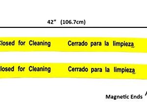 HAYLINS Restroom Closed for Cleaning Sign with Magnetic Ends (2 Pack) English & Spanish Nylon bathroom door signs 42"x 3.5"