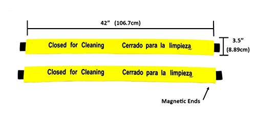 HAYLINS Restroom Closed for Cleaning Sign with Magnetic Ends (2 Pack) English & Spanish Nylon bathroom door signs 42"x 3.5"