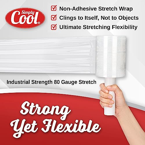 12 Pack Industrial Strength Mini Hand Stretch Wrap 5" 1000 Ft Roll 80 Gauge Thick, Shrink Wrap Roll for Moving Supplies, Furniture, Pallets, Plastic Wrap for Packing, Heavy Duty Stretch Film