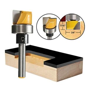 Yakamoz 1/4 Inch Shank Flush Trim Hinge Mortising Template Router Bit with Ball Bearing Woodworking Milling Cutter Tool