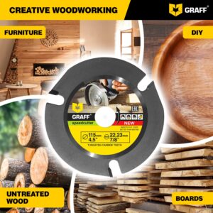 GRAFF SPEEDCUTTER 4 ½ Wood Carving Disc for Angle Grinder - Circular Saw Blade for Cutting, Sculpting & Shaping - 7/8" Arbor - 115mm