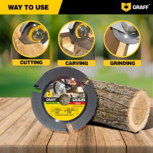 GRAFF SPEEDCUTTER 4 ½ Wood Carving Disc for Angle Grinder - Circular Saw Blade for Cutting, Sculpting & Shaping - 7/8" Arbor - 115mm