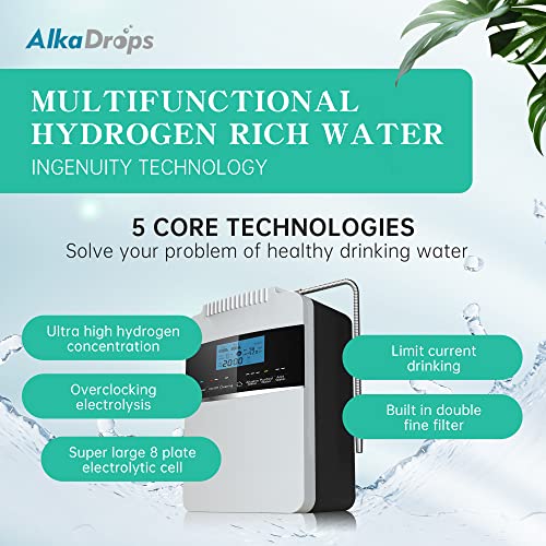 Water Purifier Machine Water Ionizer ORP+500 to -800 PH 2.5-11.2 Alkaline Acid Water Best Home Alkaline Water Filtration System/Instant heating58-136.4 °F/12,000 Liters Per Filter / 7 Water Settings