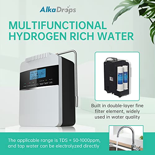 Water Purifier Machine Water Ionizer ORP+500 to -800 PH 2.5-11.2 Alkaline Acid Water Best Home Alkaline Water Filtration System/Instant heating58-136.4 °F/12,000 Liters Per Filter / 7 Water Settings