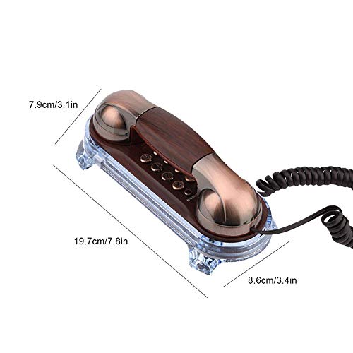 Antique Wall-Mounted Retro Telephone Cable-Fixed Telephone Land-line Fashion Telephone for Home Hotel(Red)