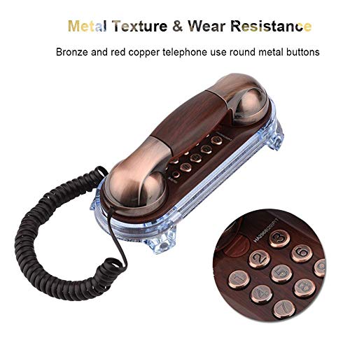 Antique Wall-Mounted Retro Telephone Cable-Fixed Telephone Land-line Fashion Telephone for Home Hotel(Red)