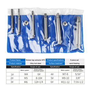 Tap Extractor 3/4 Flute Broken Head Screw Remover Stripped Tap Extractor Set Steel 3 Types 6 Pcs