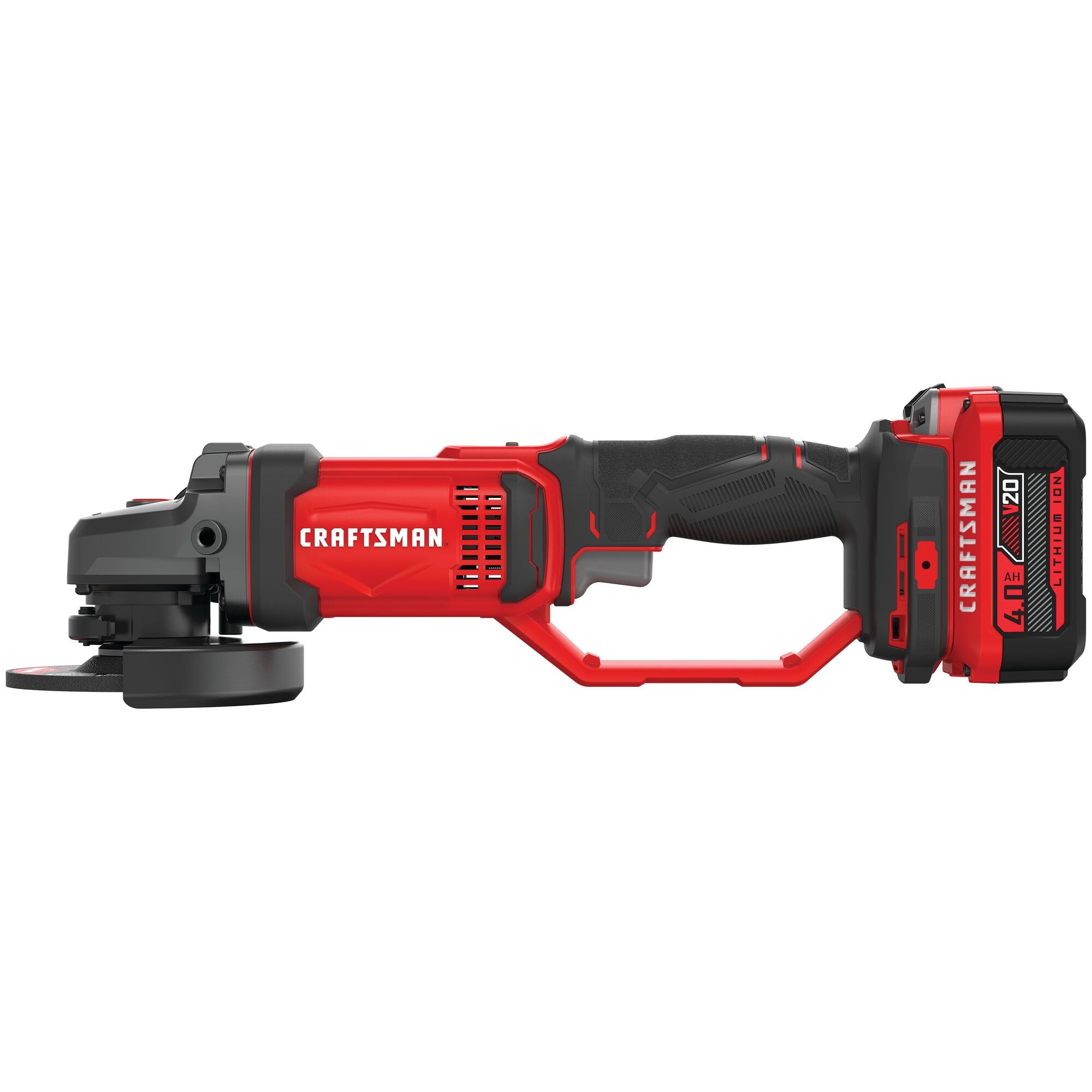 CRAFTSMAN V20 Cordless Angle Grinder Tool Kit, 4-1/2 inch, Battery and Charger Included (CMCG400M1)