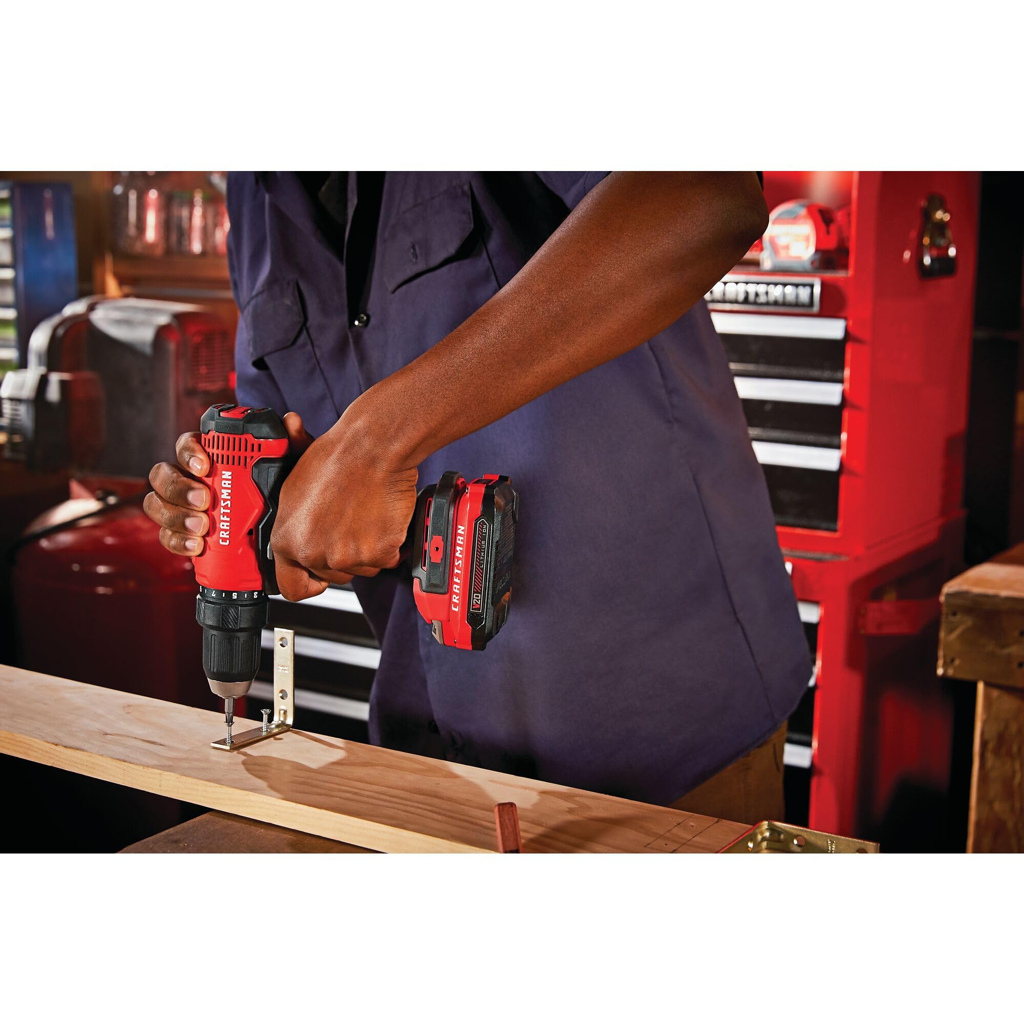 CRAFTSMAN V20 Cordless Drill/Driver Kit, 1/2 inch, Battery and Charger Included (CMCD701C2)