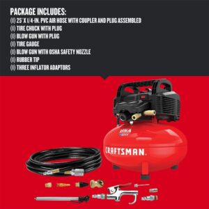 Craftsman Air Compressor, 6 Gallon, Pancake, Oil-Free with 13 Piece Accessory Kit (CMEC6150K)