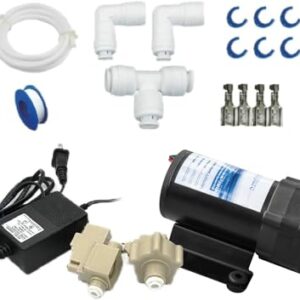 Geekpure Reverse Osmosis Booster Pump Kit with Transformer + High and Low Pressure Switches + Fittings for 50-150 GPD RO System