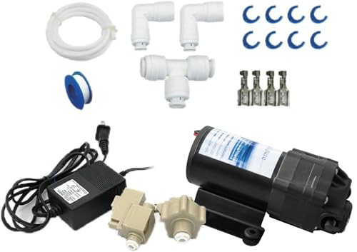 Geekpure Reverse Osmosis Booster Pump Kit with Transformer + High and Low Pressure Switches + Fittings for 50-150 GPD RO System