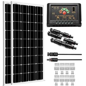 sungoldpower 200 watt 12v monocrystalline solar panel module kit, high efficiency module pv power charging battery, portable lcd solar panel controller for rv, boats, camper, marine,off-grid system