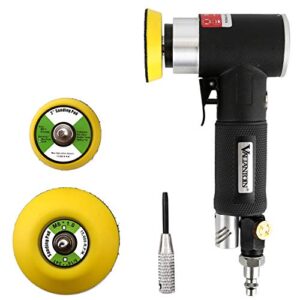 valianto 2" 3" mini air sander, pneumatic sander random orbital eccentric dual action polisher with m6 thread plate (2" and 3"),- adjustable airflow valve - us connector