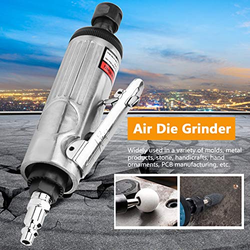 WALFRONT Die Grinder 1/4 Air Die Grinder Angle Die Grinder Straight Die Grinder Kit Grinding Engraving Machine 18000‑20000rpm 90psi 6.2Bar Pneumatic Die Grinder (AT-7033K Large)