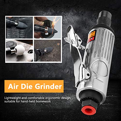 WALFRONT Die Grinder 1/4 Air Die Grinder Angle Die Grinder Straight Die Grinder Kit Grinding Engraving Machine 18000‑20000rpm 90psi 6.2Bar Pneumatic Die Grinder (AT-7033K Large)