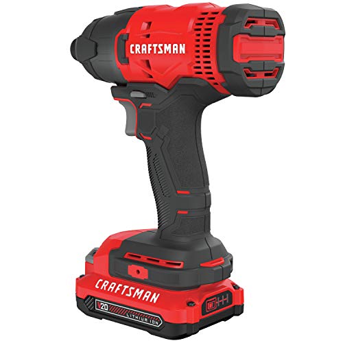 CRAFTSMAN V20 Cordless Impact Driver Kit, 1/4 inch, 2 Batteries and Charger Included (CMCF800C2)