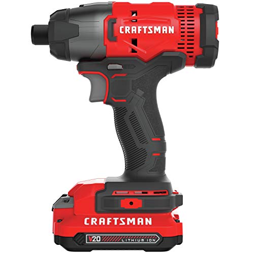 CRAFTSMAN V20 Cordless Impact Driver Kit, 1/4 inch, 2 Batteries and Charger Included (CMCF800C2)