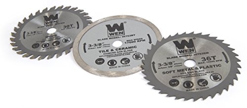 WEN 4.2-Amp 3-3/8-Inch Plunge Cut Compact Circular Saw with Laser, Carrying Case, and Three Blades (36704)