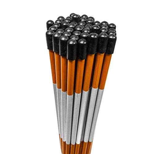 50PK 48" Heavy Duty 5/16” Diameter Hi Visibility Safety Orange Driveway Markers w/Reflective Tape – Rods Stakes Guides