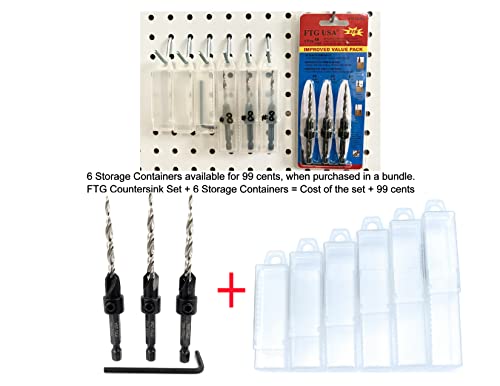 FTG USA Countersink Drill Bit Set 3 Pc #8 (11/64") Countersink Drill Bit with Tapered Drill Bits, Quick Change Hex Shank Countersink Bit, 1 Hex Wrench, Counter Sinker Drill Bit Set for Woodworking