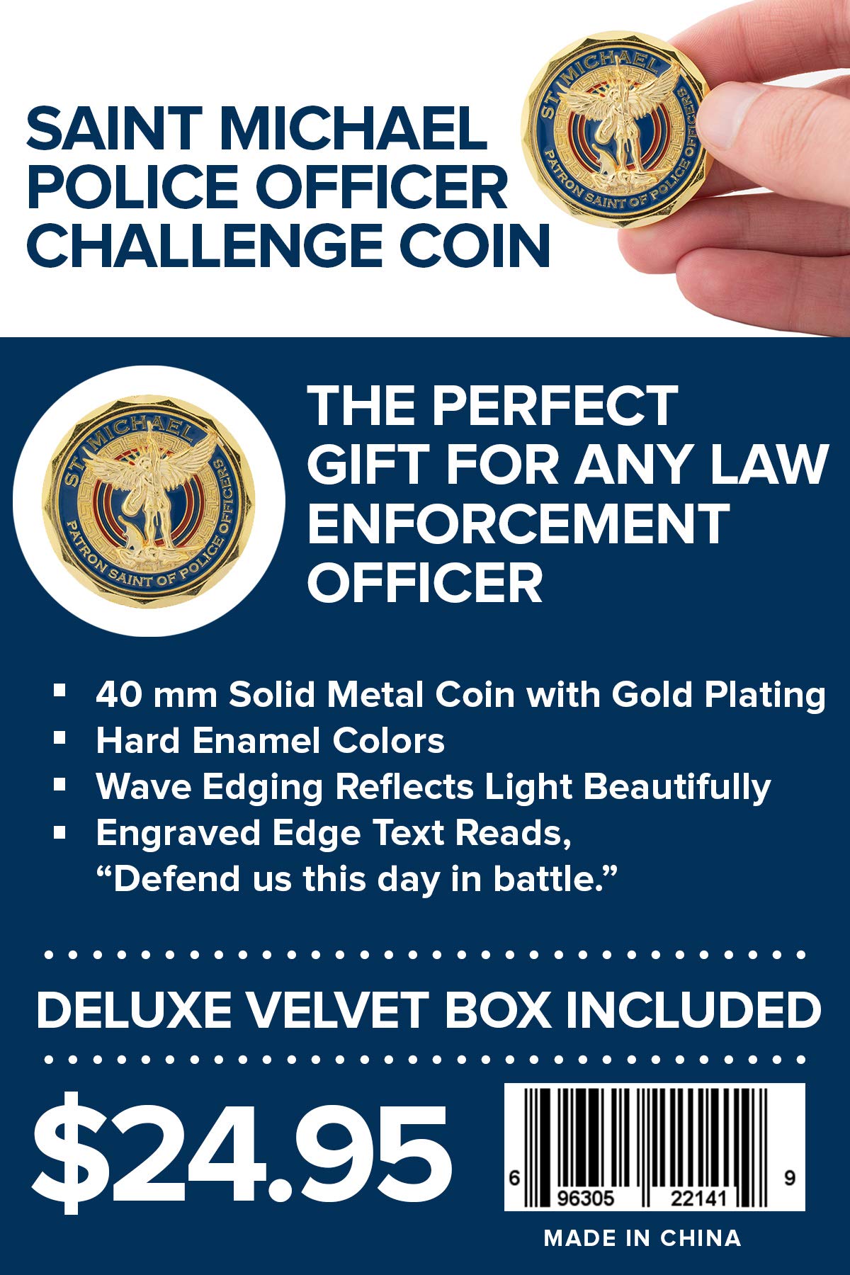 Saint Michael The Archangel Police Officer Challenge Gift Coin with Gift Box