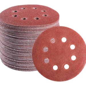 S SATC 72 PCS 5 Inch 8 Hole Hook and Loop Adhesive Sanding Discs Sandpaper for Random Orbital Sander 40 60 80 120 180 240 320 Grits