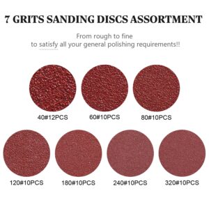 S SATC 72 PCS 5 Inch 8 Hole Hook and Loop Adhesive Sanding Discs Sandpaper for Random Orbital Sander 40 60 80 120 180 240 320 Grits