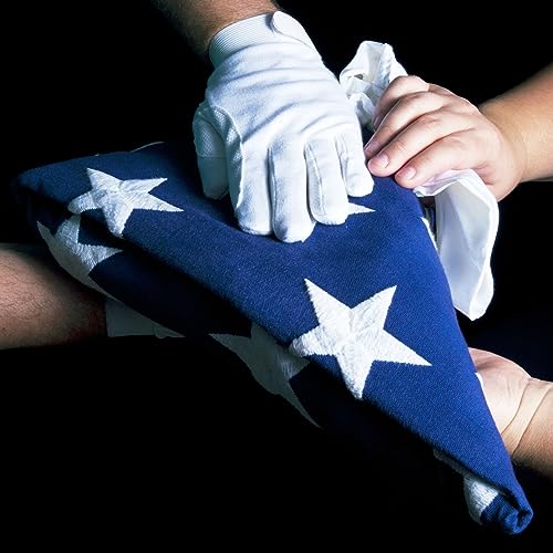 5x9.5 American Casket Flag with Embroidered Stars for United States Veteran Burial, Funeral, Coffin, Military Memorial Service, Patriotic Decor