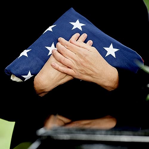 5x9.5 American Casket Flag with Embroidered Stars for United States Veteran Burial, Funeral, Coffin, Military Memorial Service, Patriotic Decor