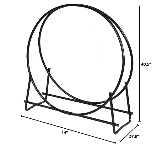 COSTWAY VD-3027OP Firewood Log Rack Hoop Tubular Steel Wood Storage Holder for, 40", Black