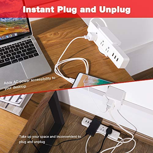 SIIG Power Strip Holder with Desk Clamp For Desktop Table - Fits 1.6" to 2.4" Mountable Power Outlet Strips - Power Strip Desk Mount with Adjustable Clamp, Cable Management