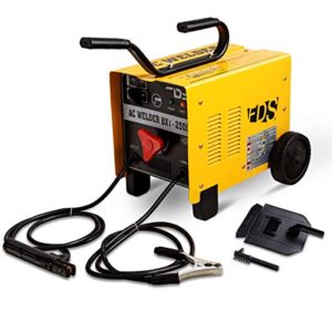 goplus 250 amp mma welder arc welding machine, 110v/ 220v soldering accessories tools with electrode holder face shield, synergic adjustment function