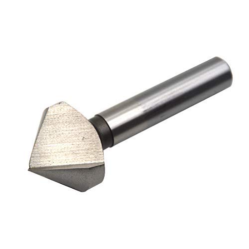 Wkstool 40mm Blade Diameter,90 Degree,Industry Chamfering Chamfer Metal Countersink End Mill Cutter Drill Bit,High Speed Steel,Deburring Tool Set (Ø40mm×12mmShank×85mmOAL, 1Flute)