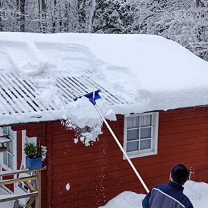 GYMAX Snow Roof Rake, 21FT Aluminum Roof Rake with Extendable Handle & Built-in Wheels, Lightweight Snow Shovel for House Roof Car Snow/Wet Leaf/Dribs Removal