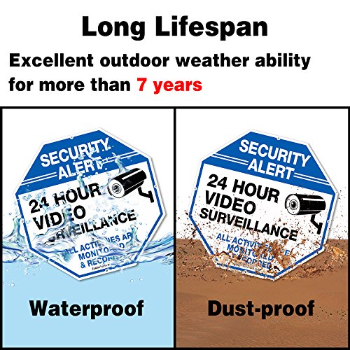 2-Pack Video Surveillance Signs, 10 x 10 Rust Free .040 Aluminum Security Warning Reflective Metal Signs, Indoor or Outdoor Use for Home Business CCTV Security Camera, UV Protected & Waterproof