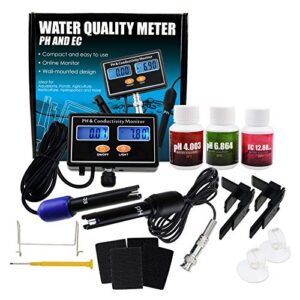 pH/EC Conductivity Meter with ATC Water Quality Tester 0.0-14.0pH / 0~19.99ms/cm Aquarium, Hydroponics Tool