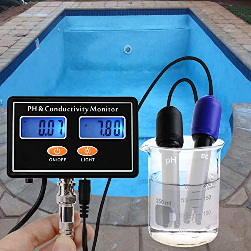 pH/EC Conductivity Meter with ATC Water Quality Tester 0.0-14.0pH / 0~19.99ms/cm Aquarium, Hydroponics Tool