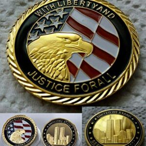 2001 United States of America World Trade Centre September 9/11 Commemorative 'UWS' United we Stand 24kt Liberty Gold Plated Brass Challenge Coin