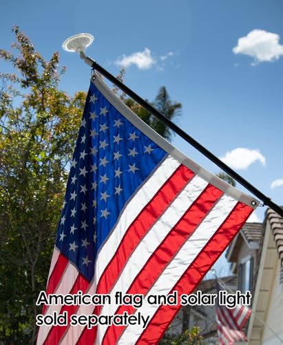 American Signature Flag Pole for House - 6 ft Heavy-Duty Aluminum Tangle Free Spinning Flag Pole with Metal Mounting Rings - Outdoor Wall Mount Flagpole for Residential Commercial (Black, 6')