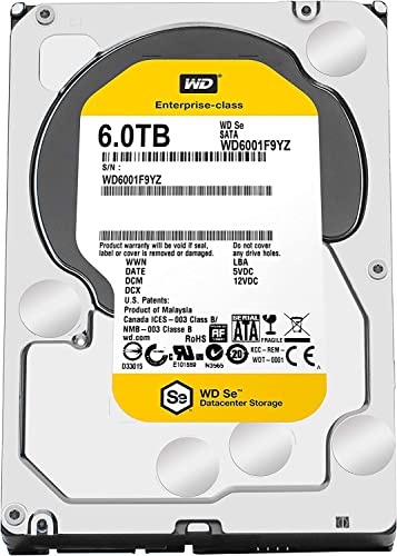 WD Se Datacenter Capacity HDD 6TB 7200 RPM SATA 6Gb/s 128MB-Cache 3.5-Inch Enterprise Hard Disk Drive - WD6001F9YZ (Renewed)