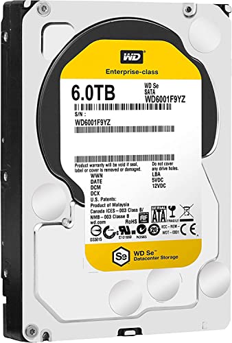 WD Se Datacenter Capacity HDD 6TB 7200 RPM SATA 6Gb/s 128MB-Cache 3.5-Inch Enterprise Hard Disk Drive - WD6001F9YZ (Renewed)