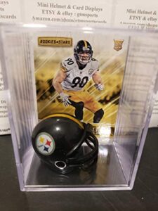 t.j. watt pittsburgh steelers mini helmet card display collectible auto shadowbox autograph tj