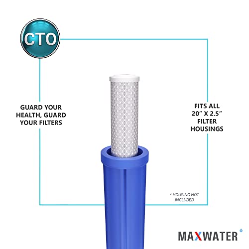 (1 Pack) CTO Filters 20" x 2.5" Slim Blue Whole House Carbon Filter (5 Micron) compatible with most 20" Slim Blue Whole House Water Filtration Systems