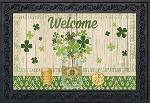 briarwood lane lucky clovers st patricks day door mat - 30" x 18" - st patricks day door mat outdoor - st patricks door mat door mat inserts st patricks day outdoor mat