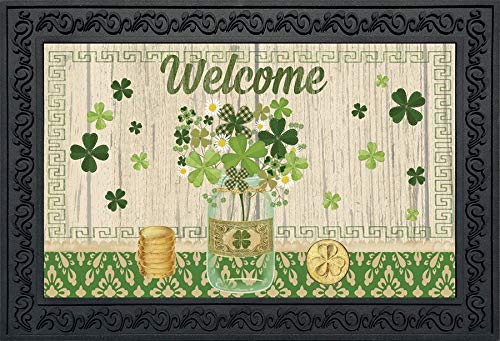 Briarwood Lane Lucky Clovers St Patricks Day Door Mat - 30" x 18" - St Patricks Day Door Mat Outdoor - St Patricks Door Mat Door Mat Inserts St Patricks Day Outdoor Mat